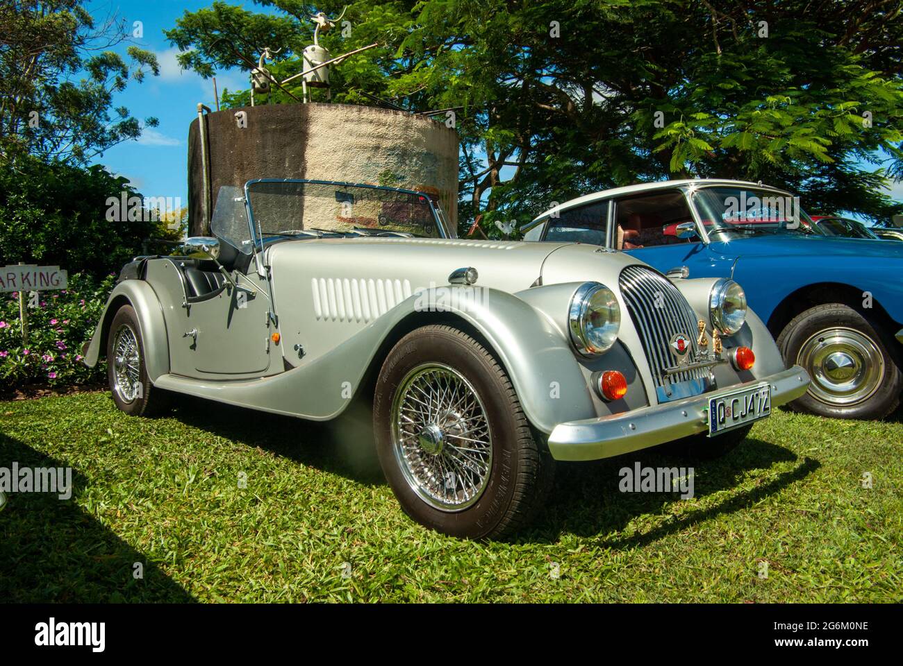 Morgan Sports Car, Silver with wire wheels Stock Photo - Alamy