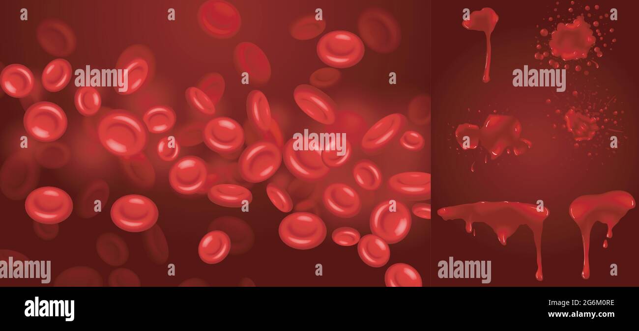 Realistic healthcare colorful concept with blood cells splashes blots ...