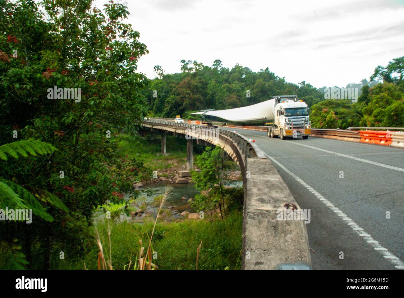 Wind Turbine Blade on truck crossing Beatrice River Bridge North ...