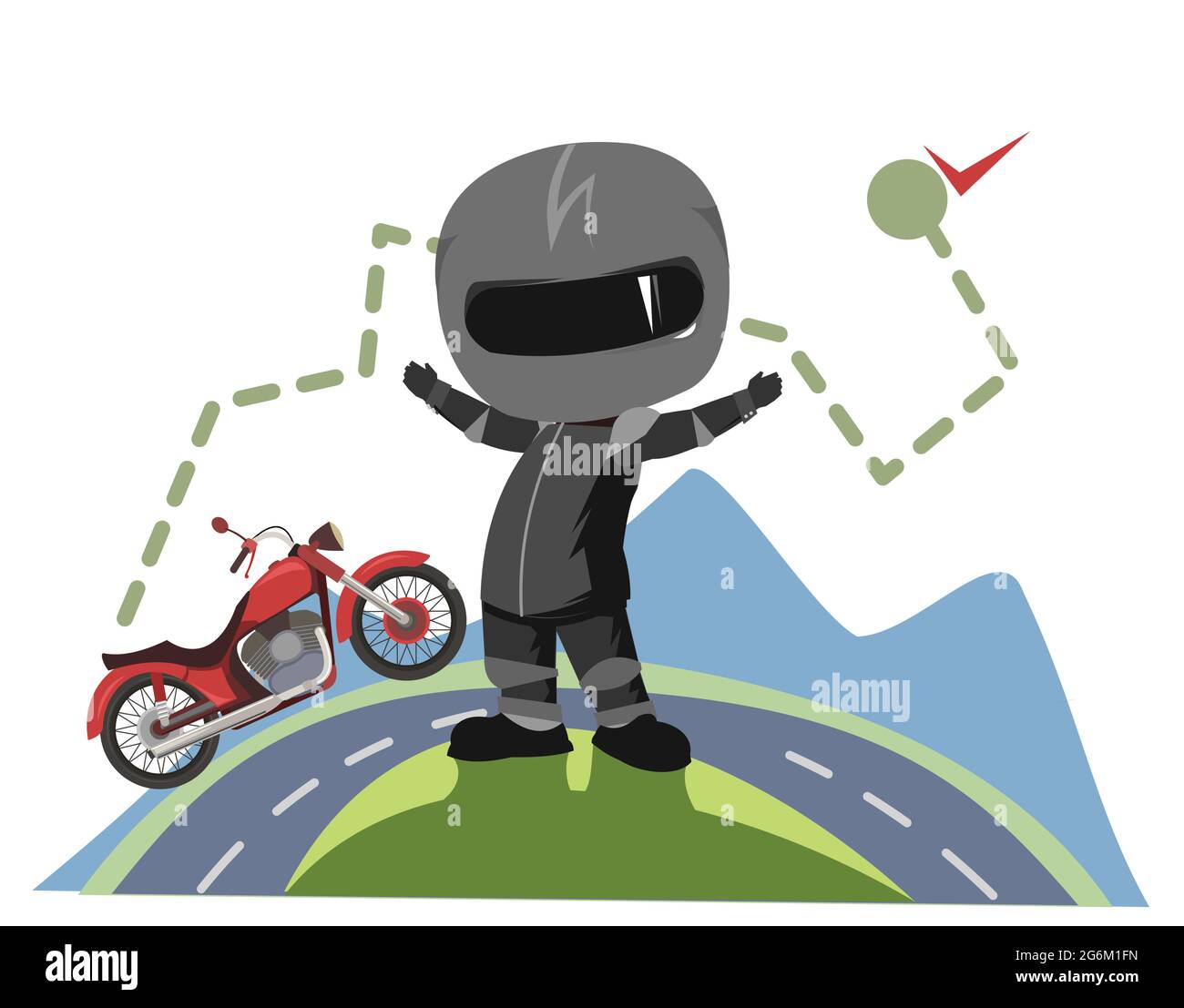 Biker cartoon. Child illustration. Getting to the finish line. Sports ...