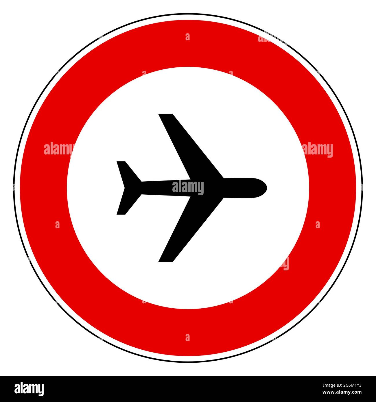 Airplane and prohibition sign Stock Photo - Alamy