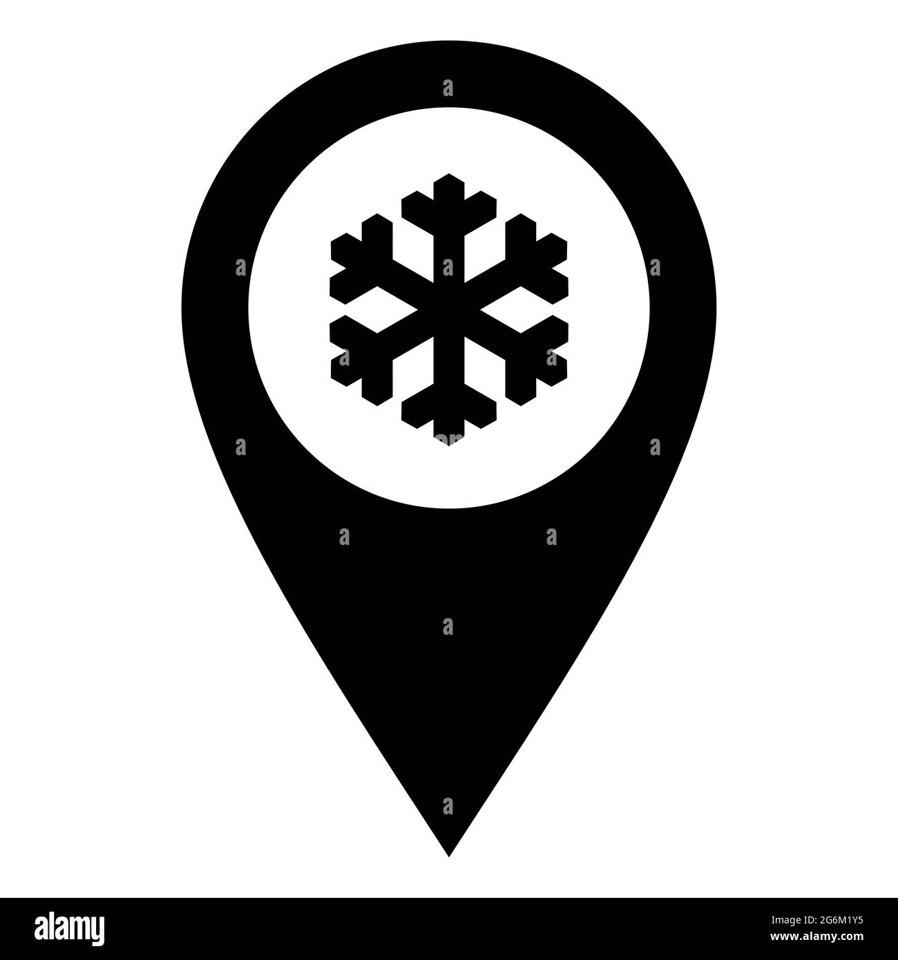 Snow flake and location pin Stock Photo - Alamy