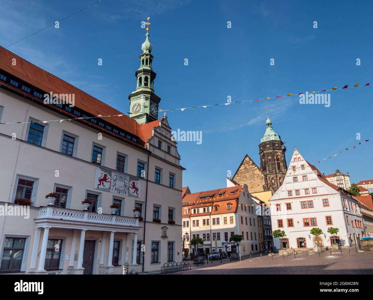 Market square with town hall in Pirna Saxony Stock Photo - Alamy
