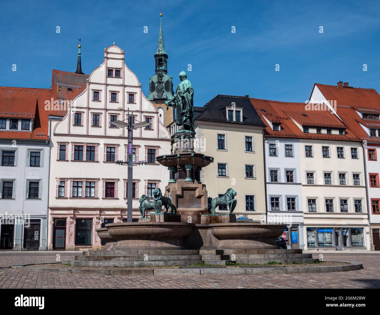 Fountain on the market square in Freiberg Saxony Stock Photo - Alamy