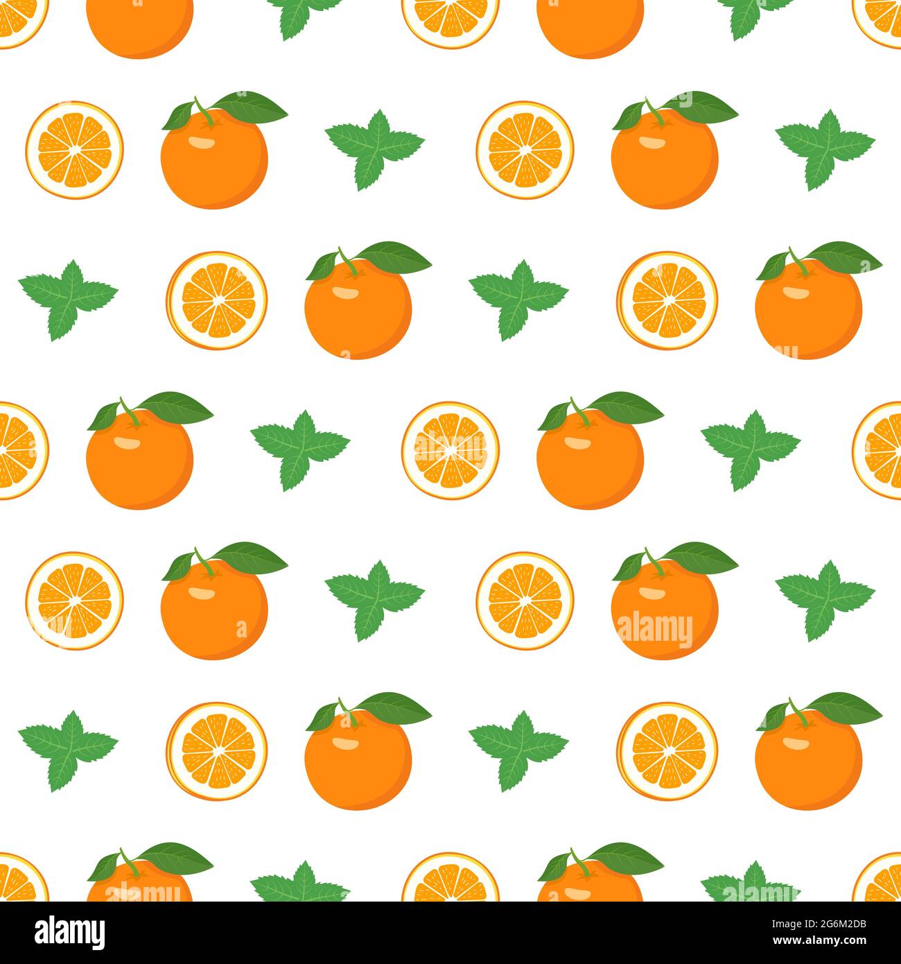 Seamless bright spring and summer pattern with oranges and slices on a ...