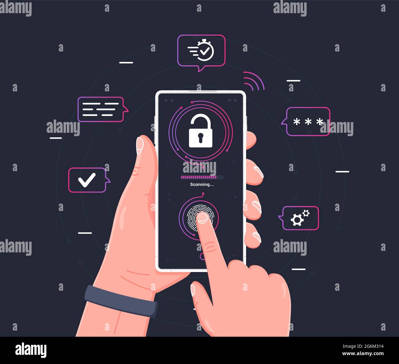 Fingerprint under display Stock Vector Images - Alamy