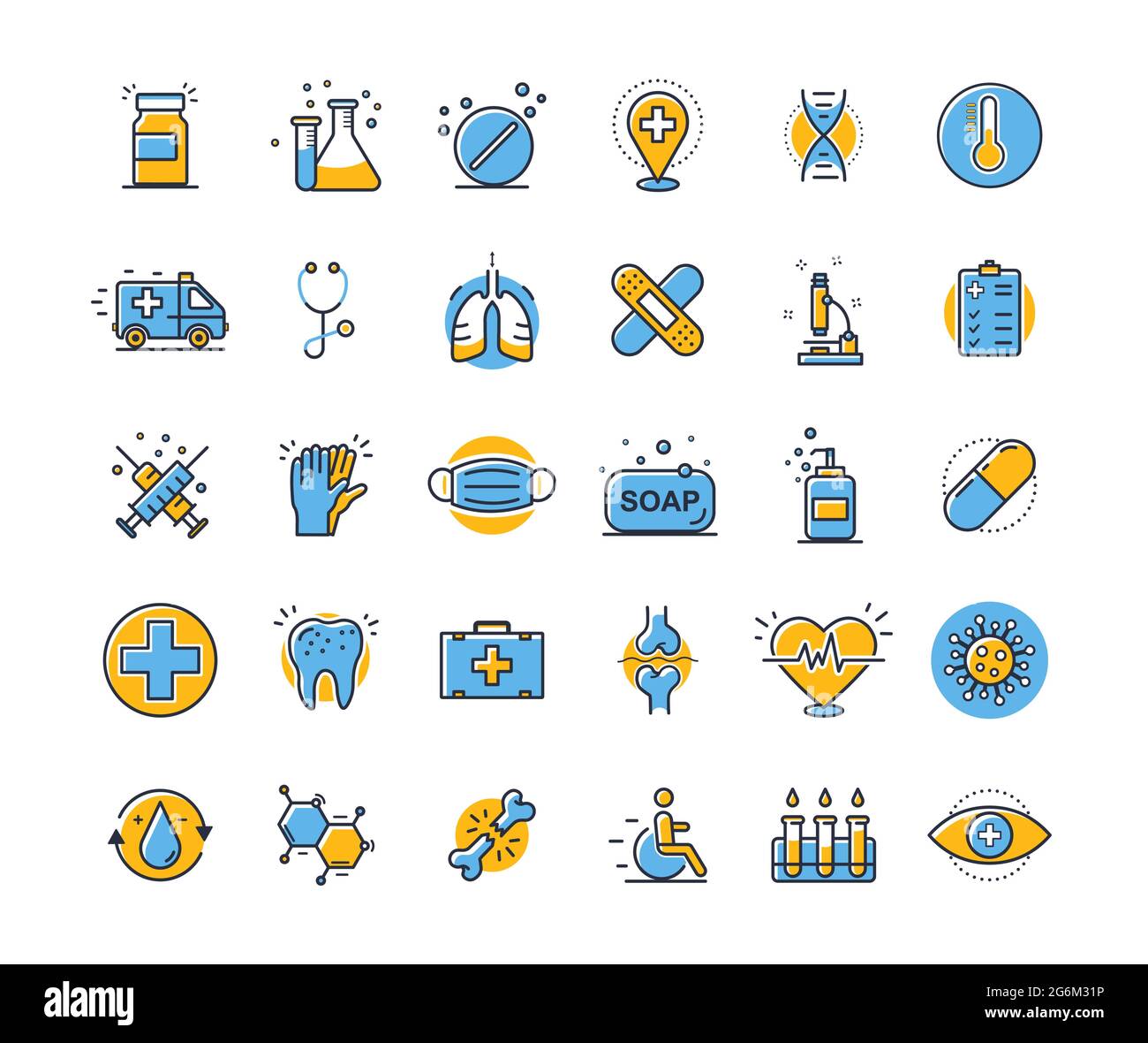 Thin line icons set of hospitals and medical care. Flat design of ...