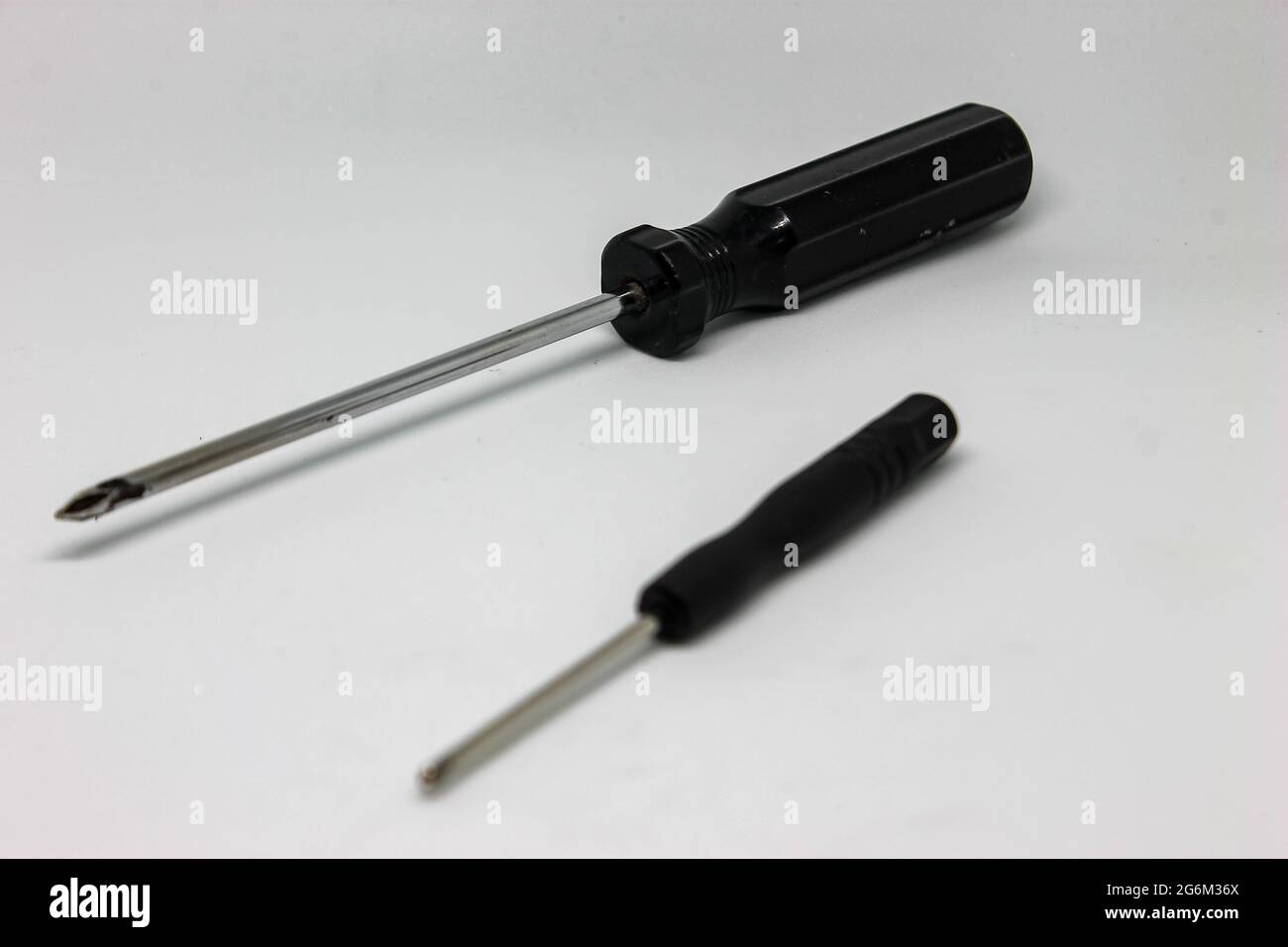 Screwdriver plus black color on a white background Stock Photo - Alamy