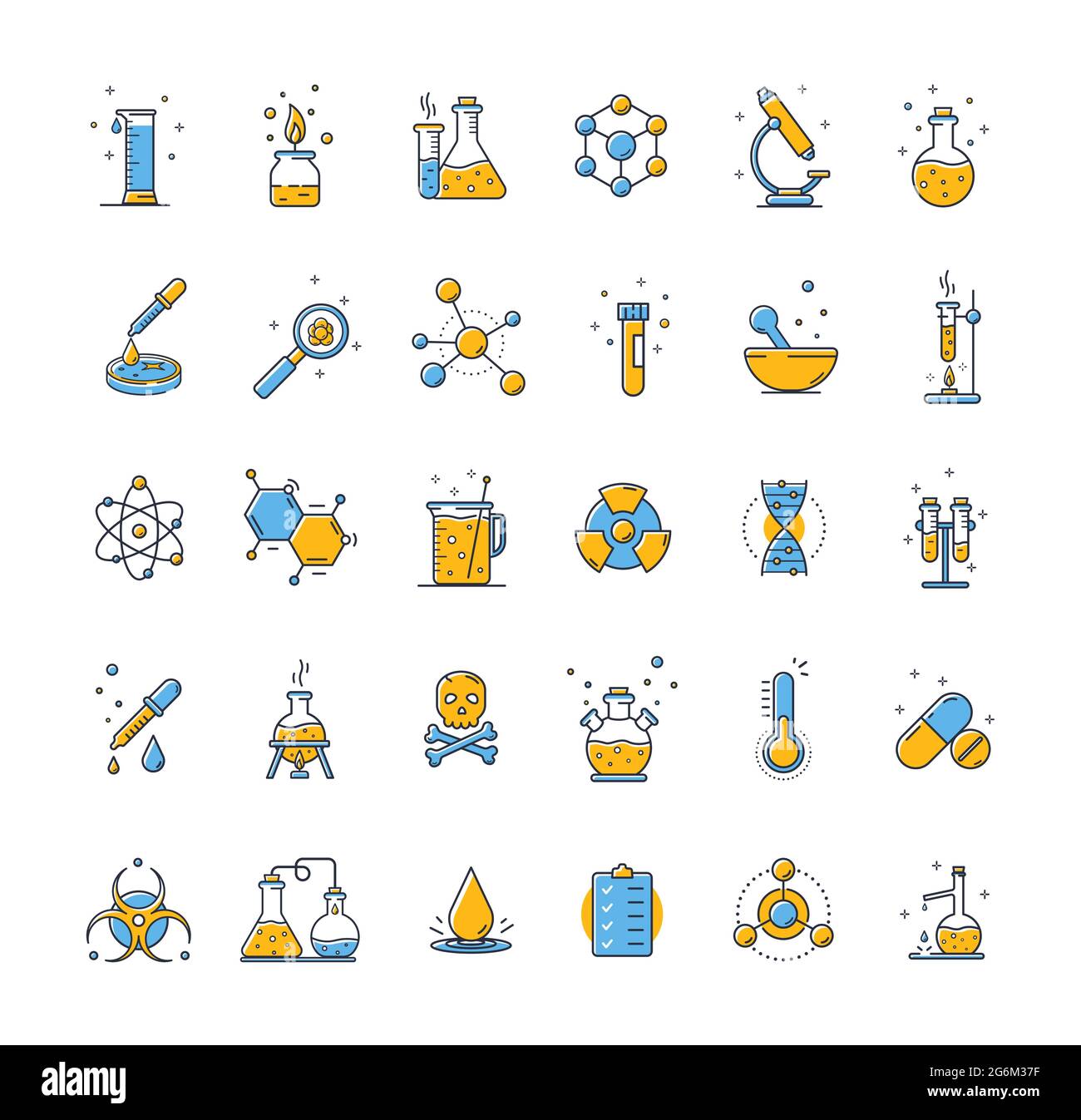 Large set of Chemistry lab and diagrammatic icons showing assorted ...