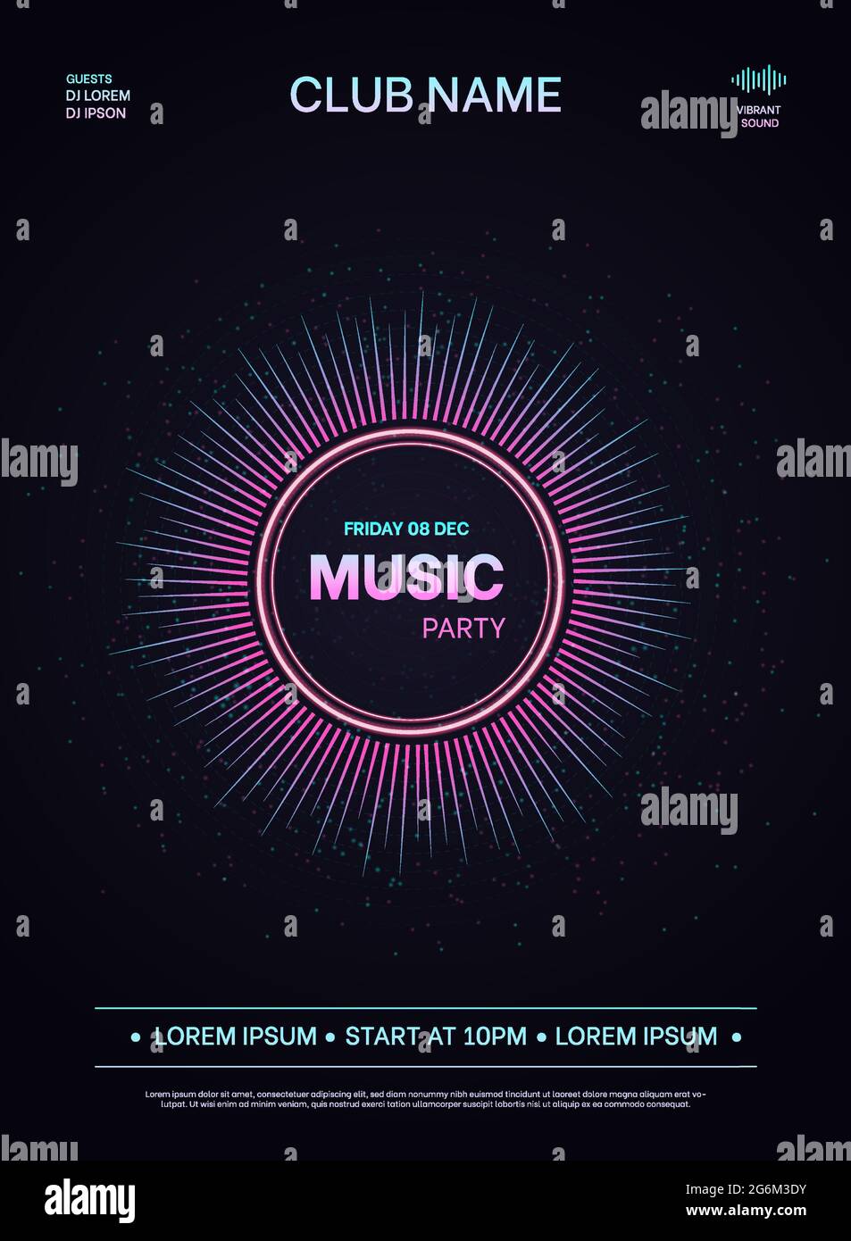 Night dance party music layout design template background with dynamic ...