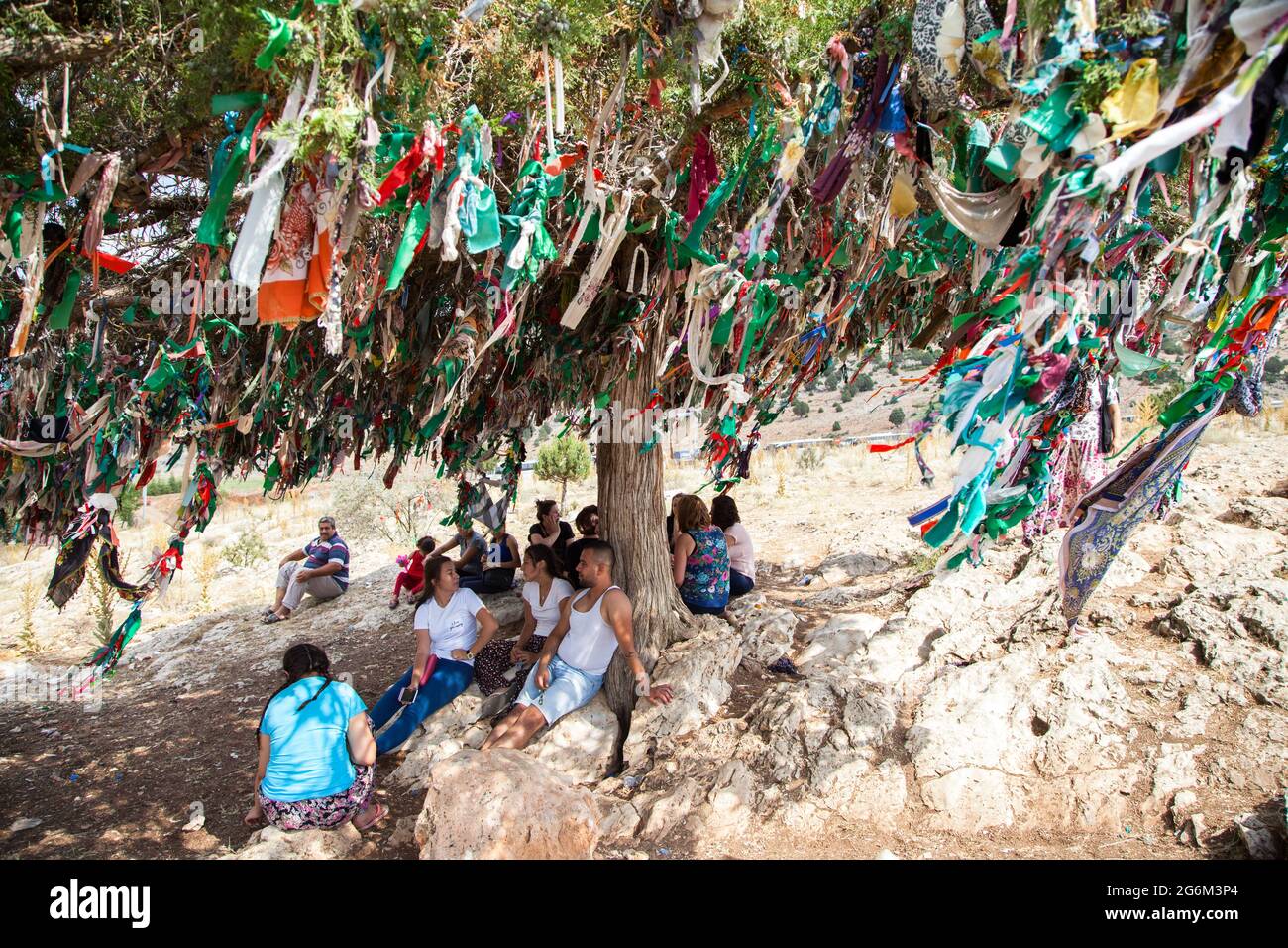 Elmali,Antalya,Turkey - 06-25-2016:A multicolored traditional wish tree ...
