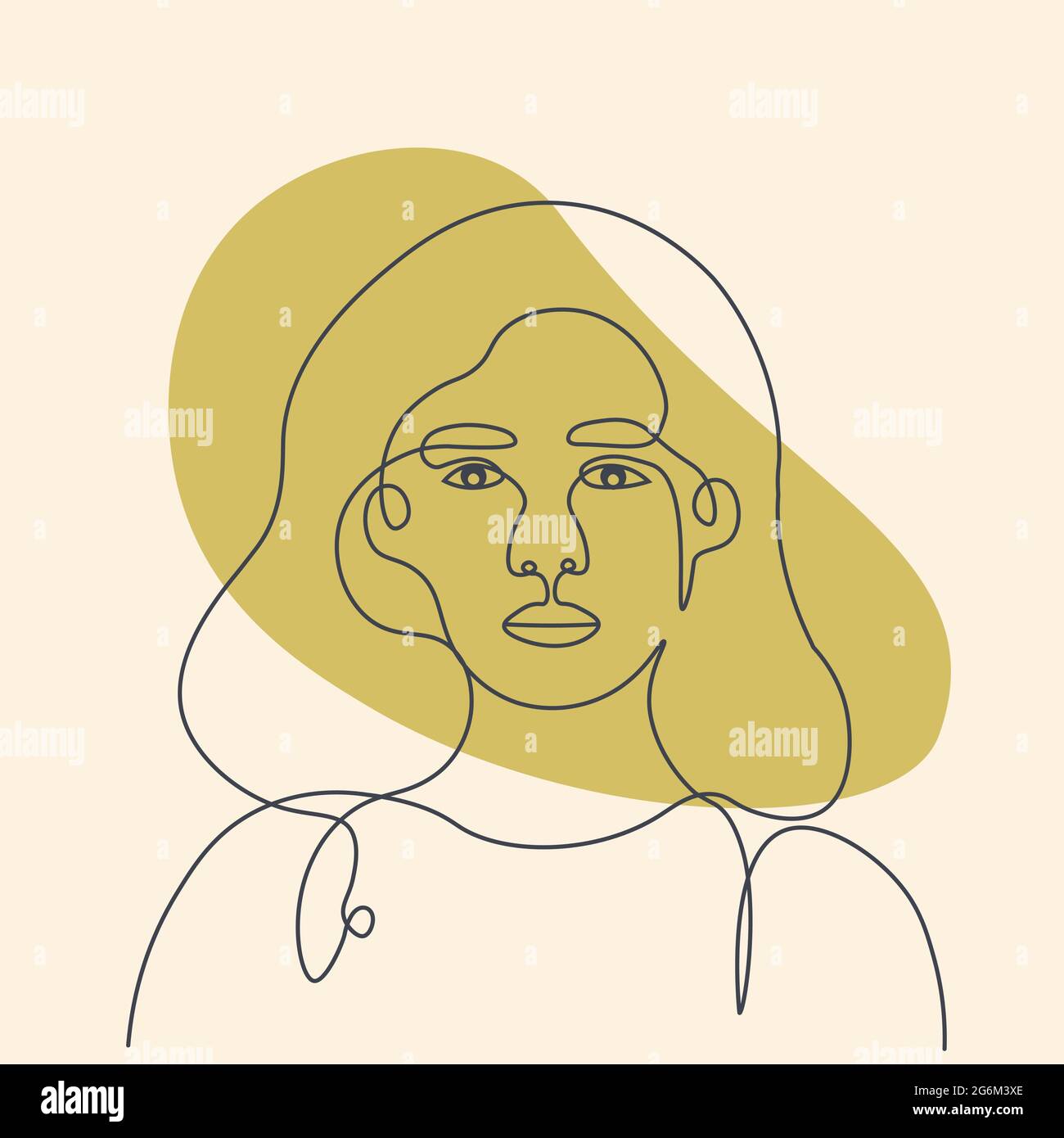 Abstract Poster With Minimal Woman Face One Line Drawing Style