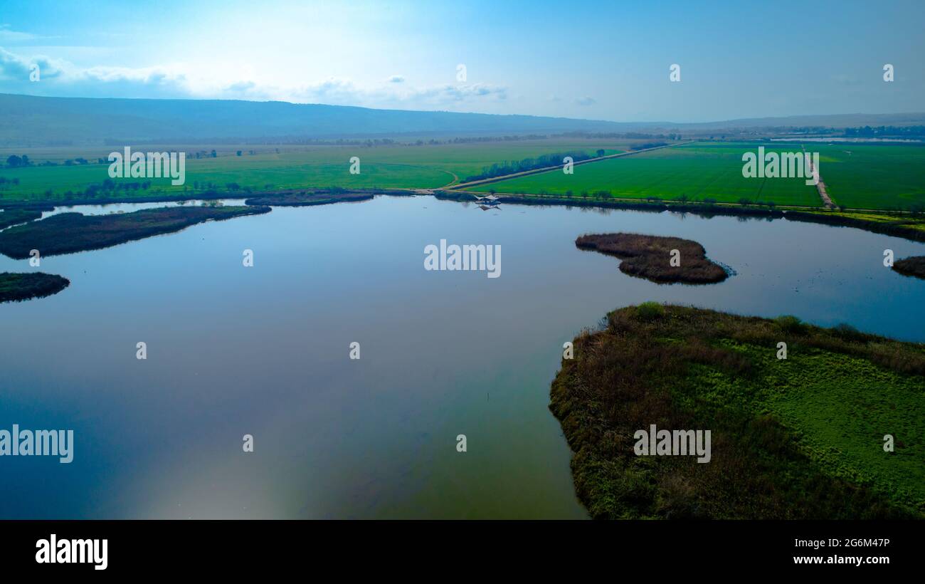 Elevated view of the Hula Valley, Galilee, Israel Stock Photo - Alamy