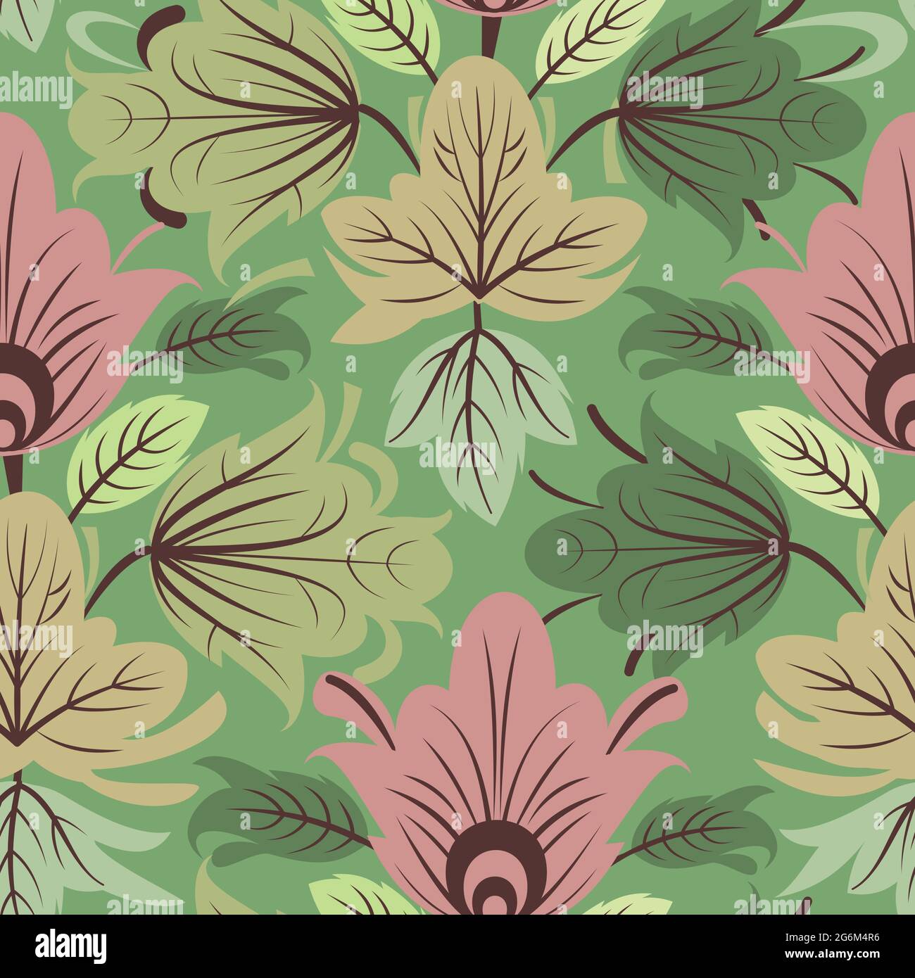 Floral ornament. Seamless pattern. Beautiful interlacing of branches ...