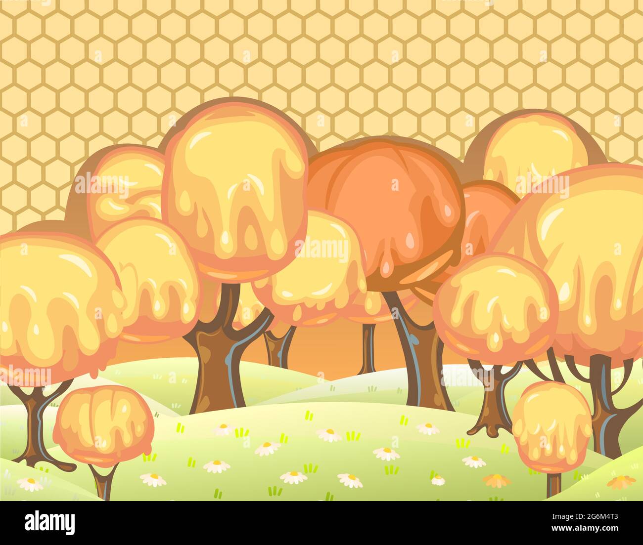 Fabulous sweet landscape with honey trees. Children's fantastic ...
