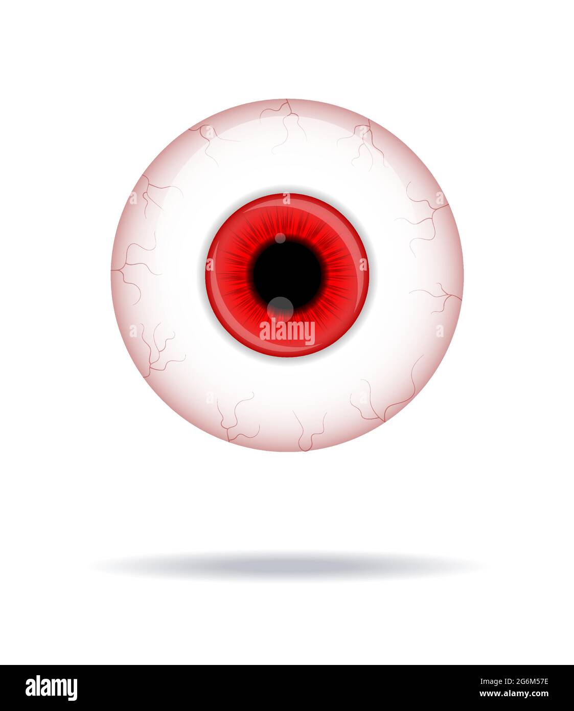 Realistic human eyeball. Eyeball with red iris photo realistic vector ...