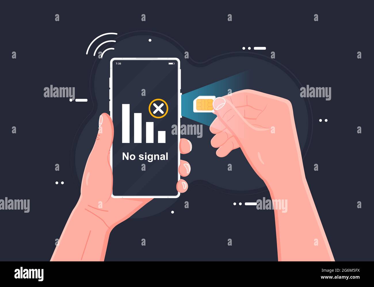SIM card concept in vector illustration. Mobile network with microchip ...