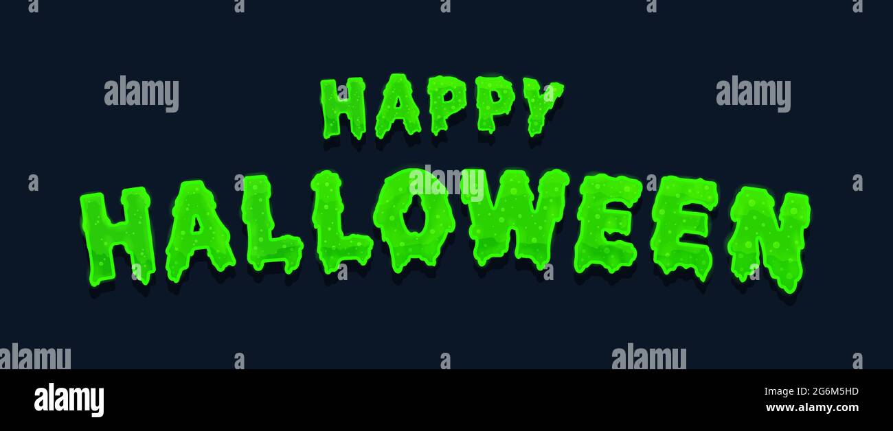 Halloween Calligraphy Isolated On Black.Spooky scary slime for ...