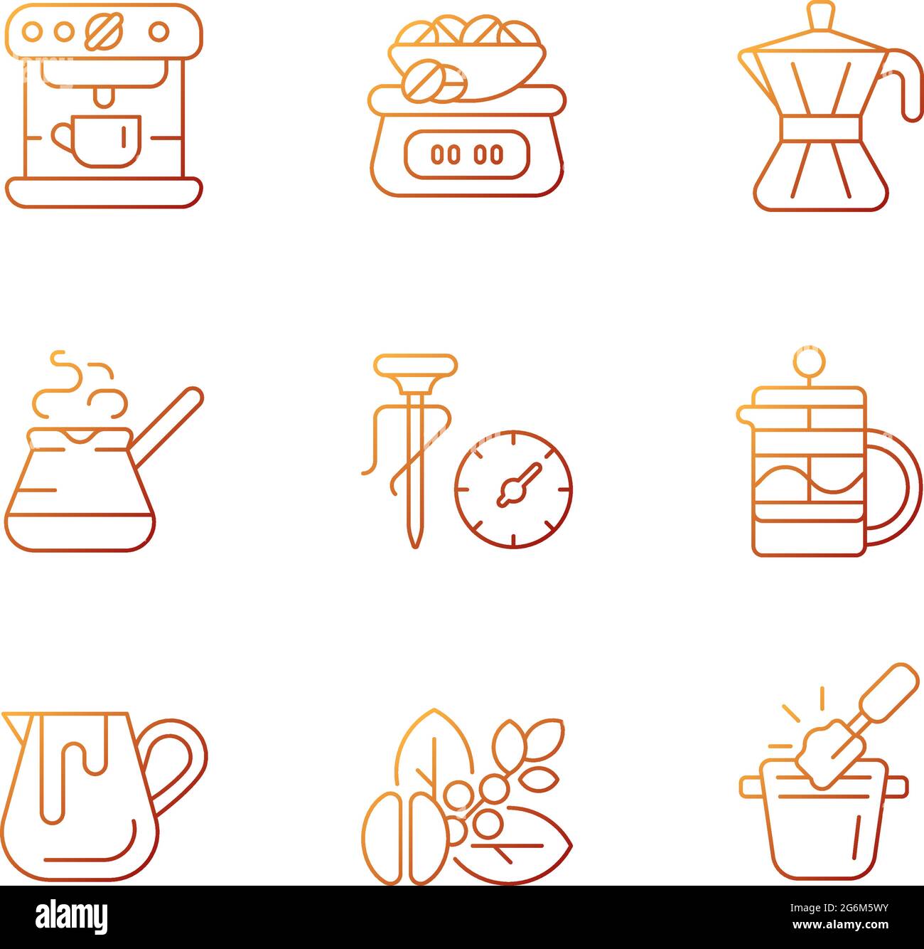 Coffee shop gradient linear vector icons set Stock Vector Image & Art ...