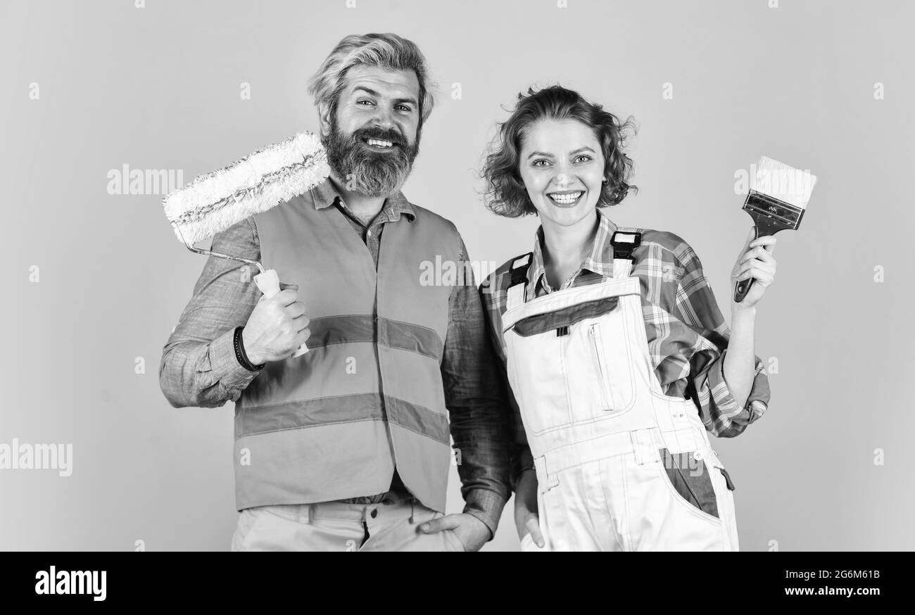 Male female builder Black and White Stock Photos & Images - Alamy