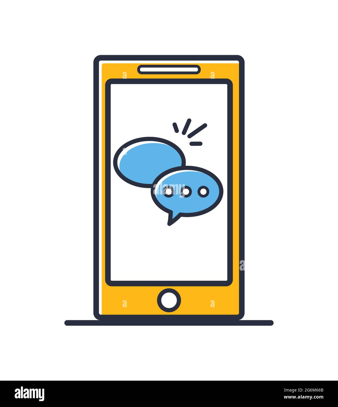 Phone with message icon. Smartphone isolated on white background ...