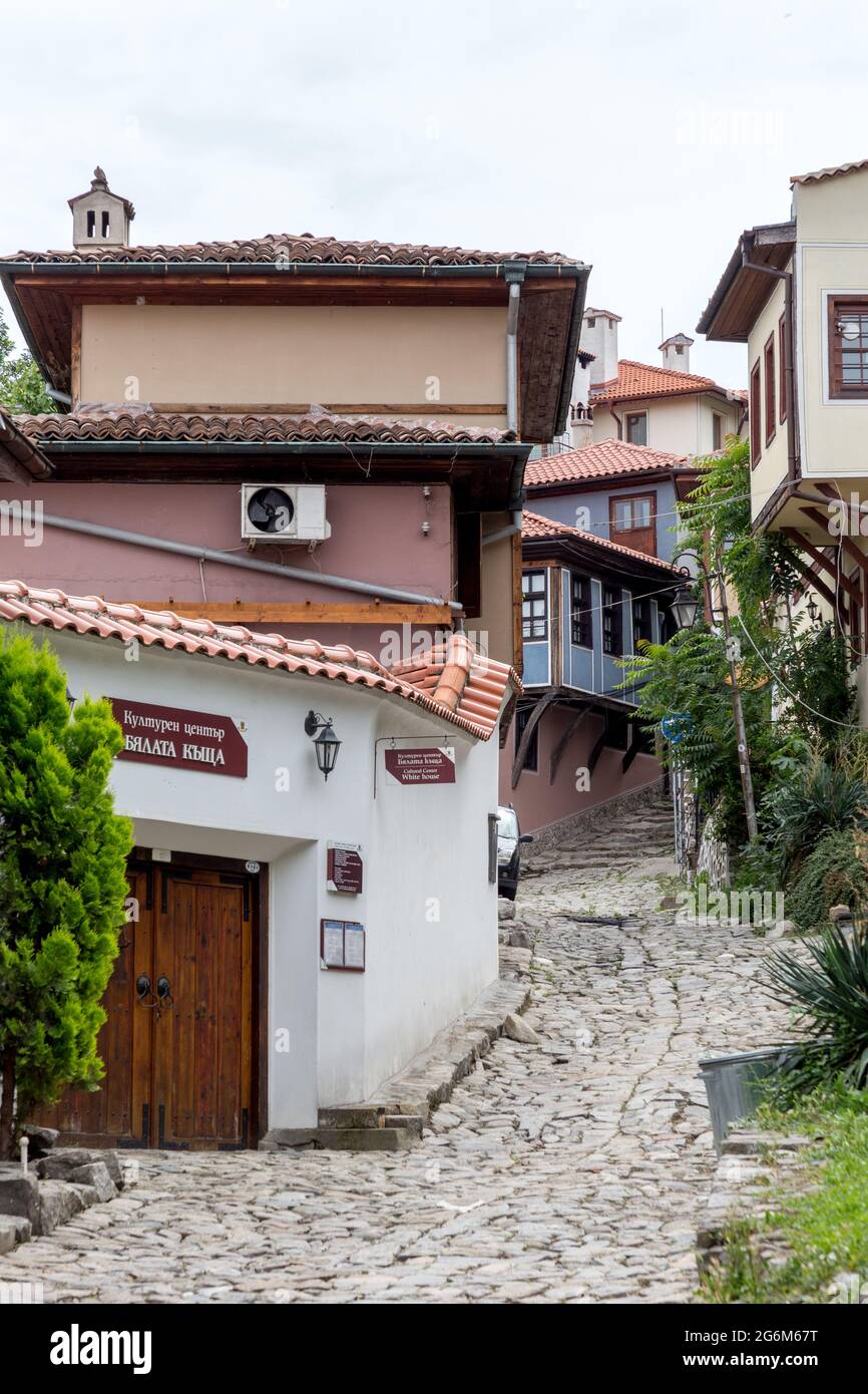 PLOVDIV, BULGARIA, JUNE 18, 2021: People enjoying the sunny weather in ...