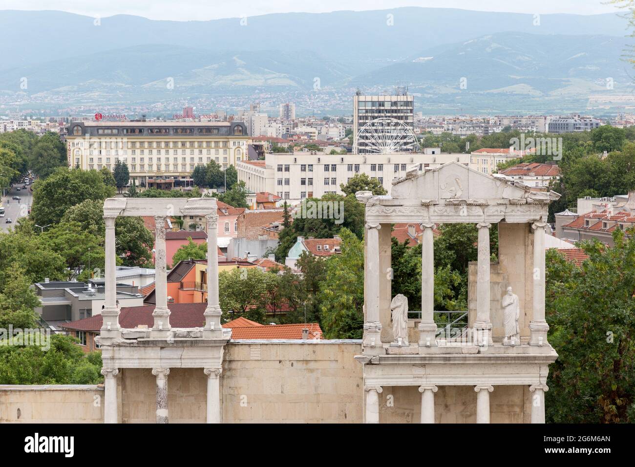 PLOVDIV, BULGARIA, JUNE 18, 2021: People enjoying the sunny weather in ...