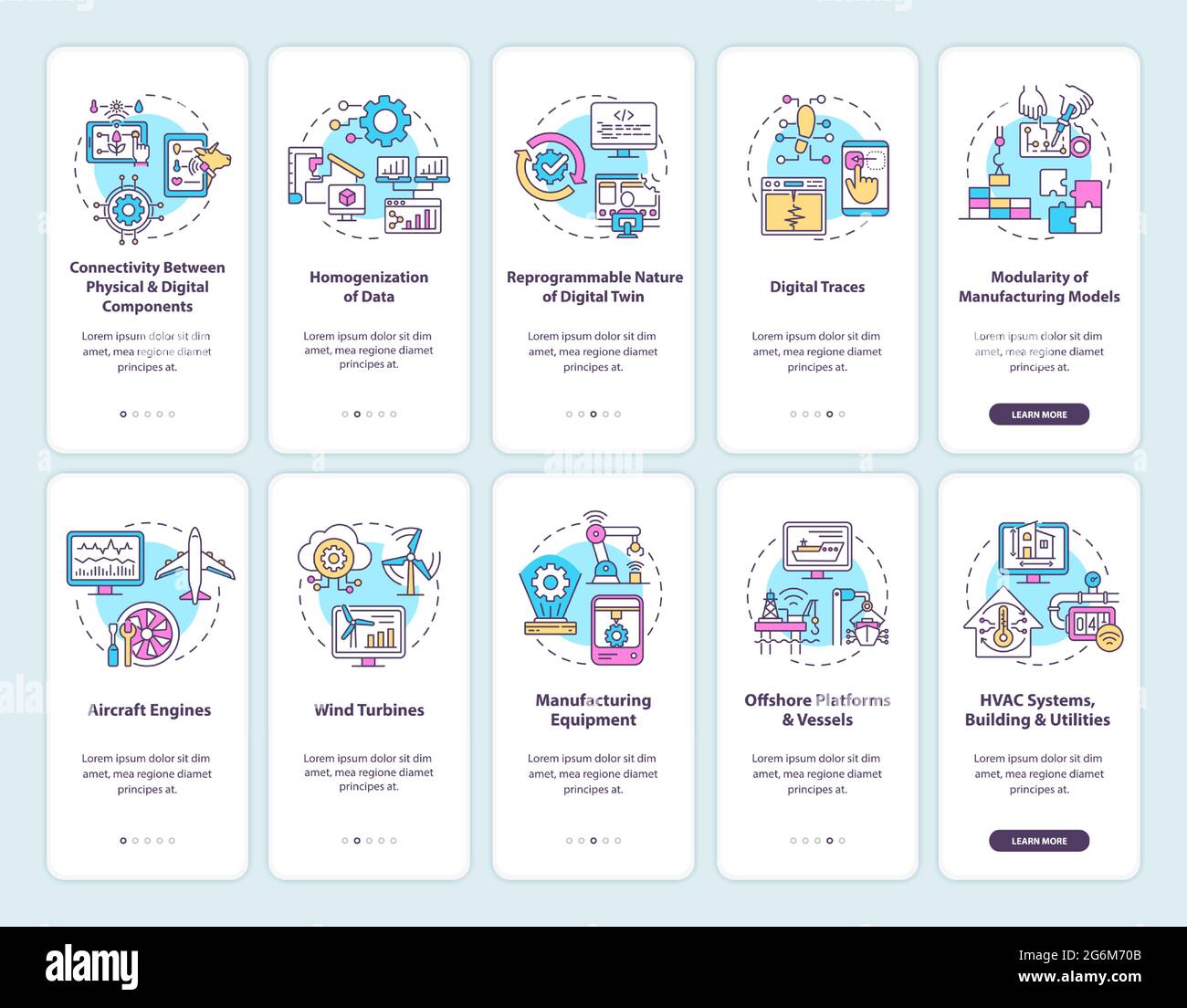 Digital Twin Onboarding Mobile App Page Screen Set Stock Vector Image And Art Alamy