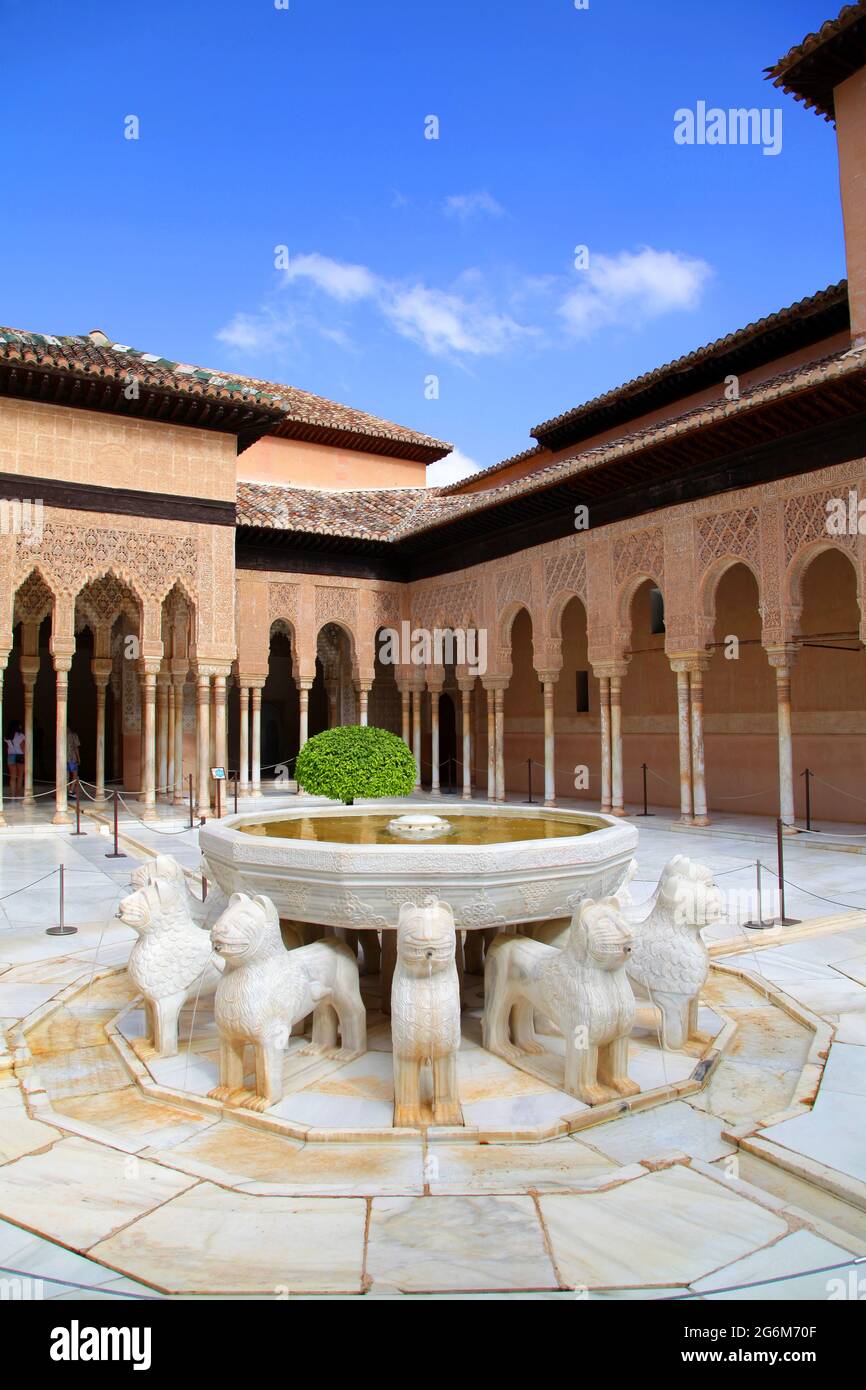 The Patio of the Lions (Patio de los Leones) the most famous place of ...