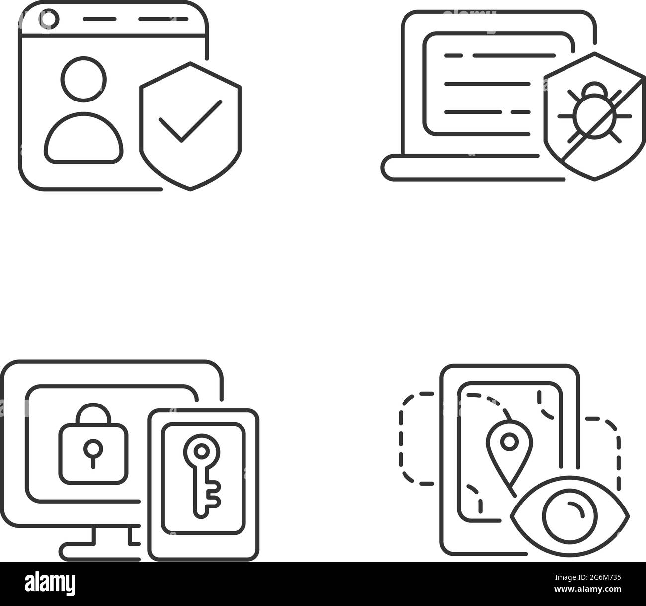 Protecting right to online privacy linear icons set Stock Vector Image ...