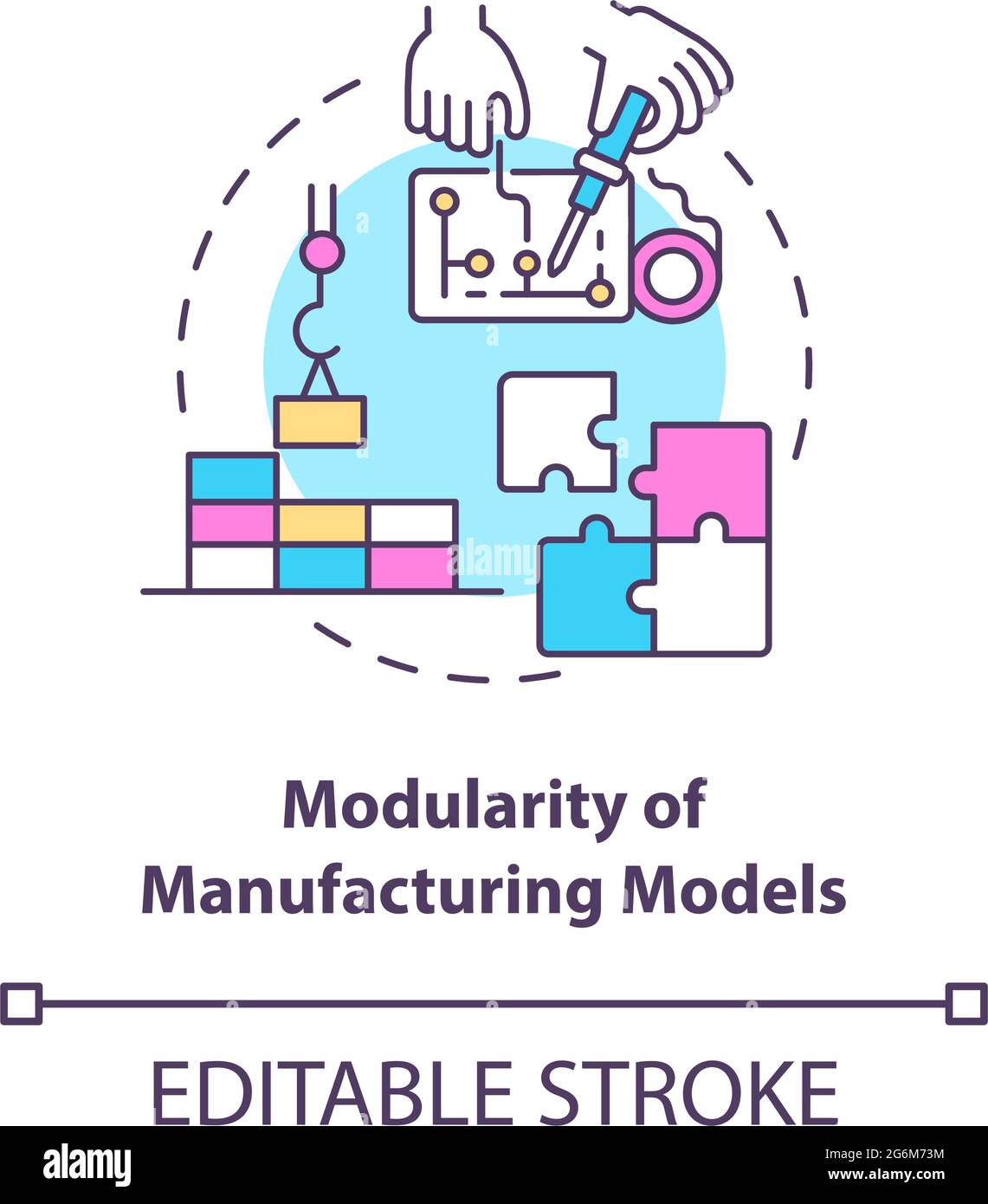 Modularity of manufacturing models concept icon Stock Vector Image ...