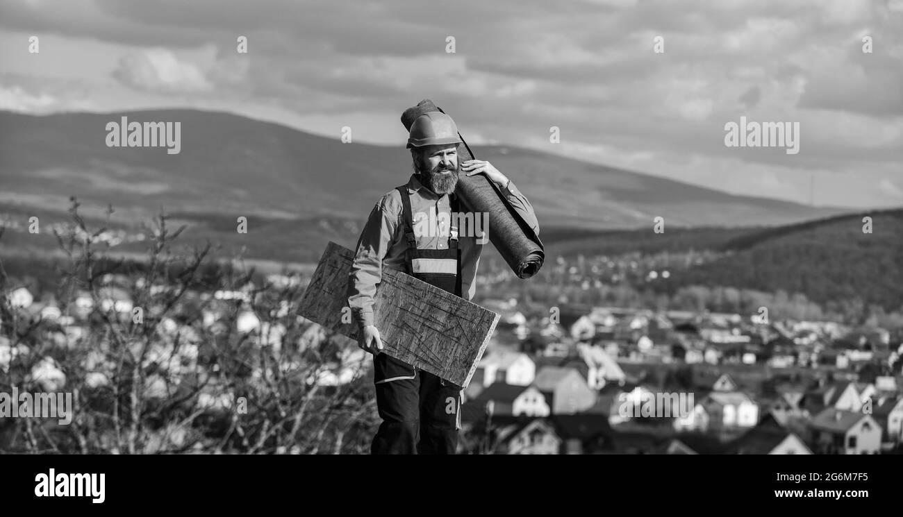 Roofer foreman Black and White Stock Photos & Images - Alamy