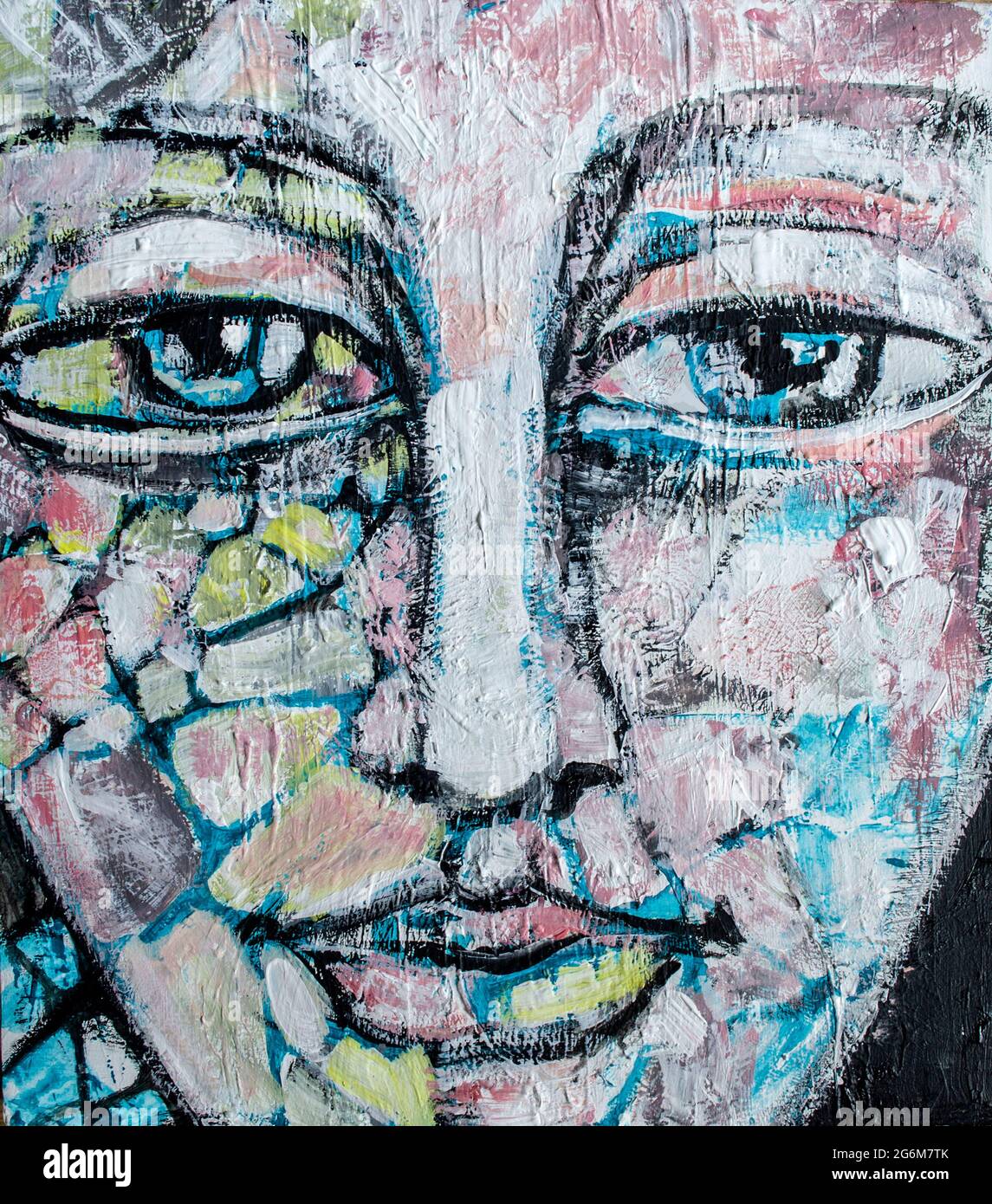 Eyes close up portrait texture painting. Acrylic texture on canvas ...