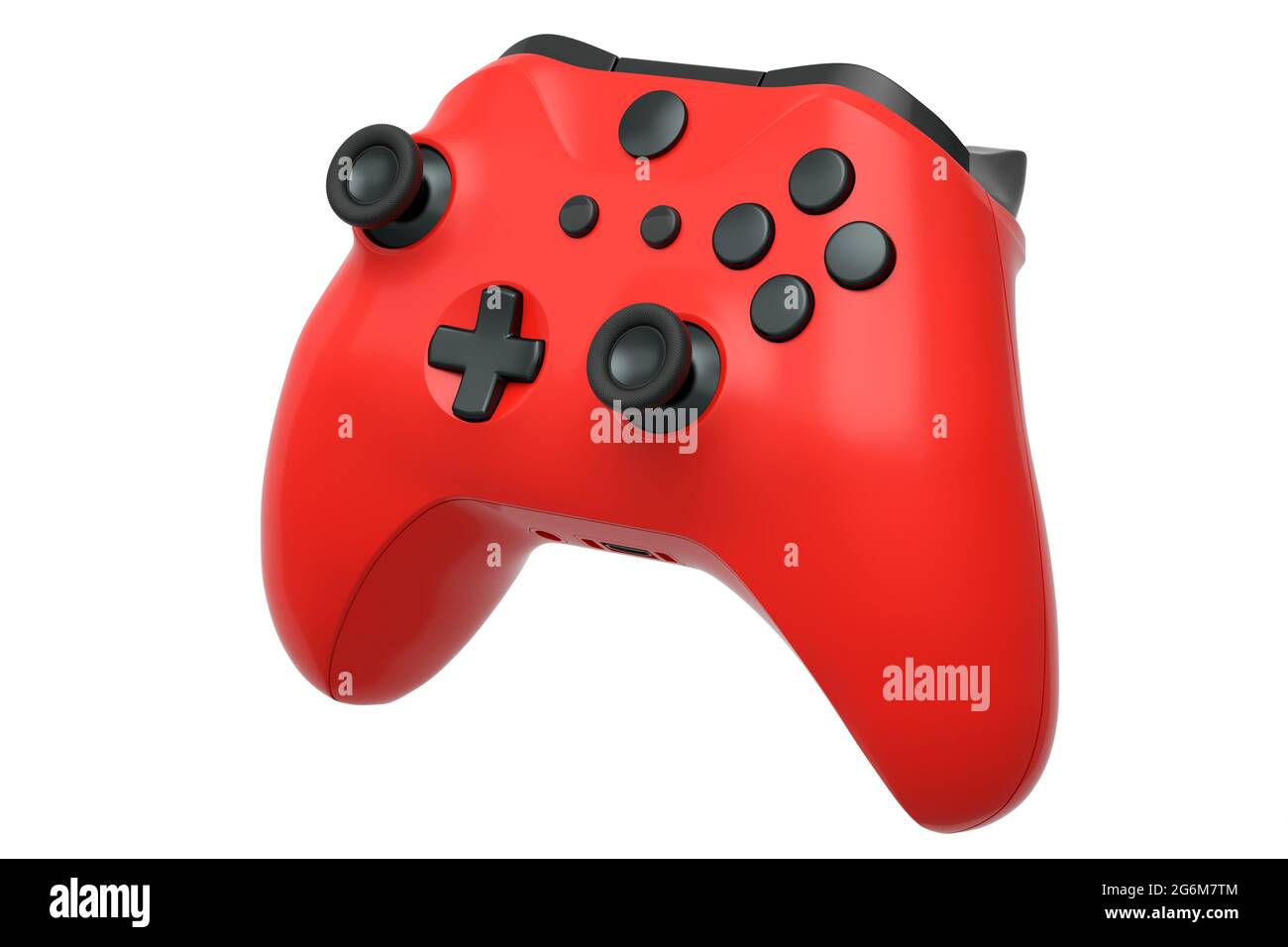 Realistic red video game joystick on white background. 3D rendering of ...