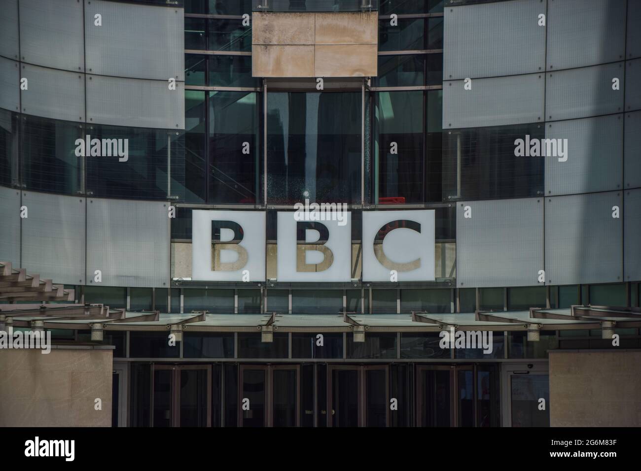 Exterior view of Broadcasting House, the BBC headquarters in Central ...