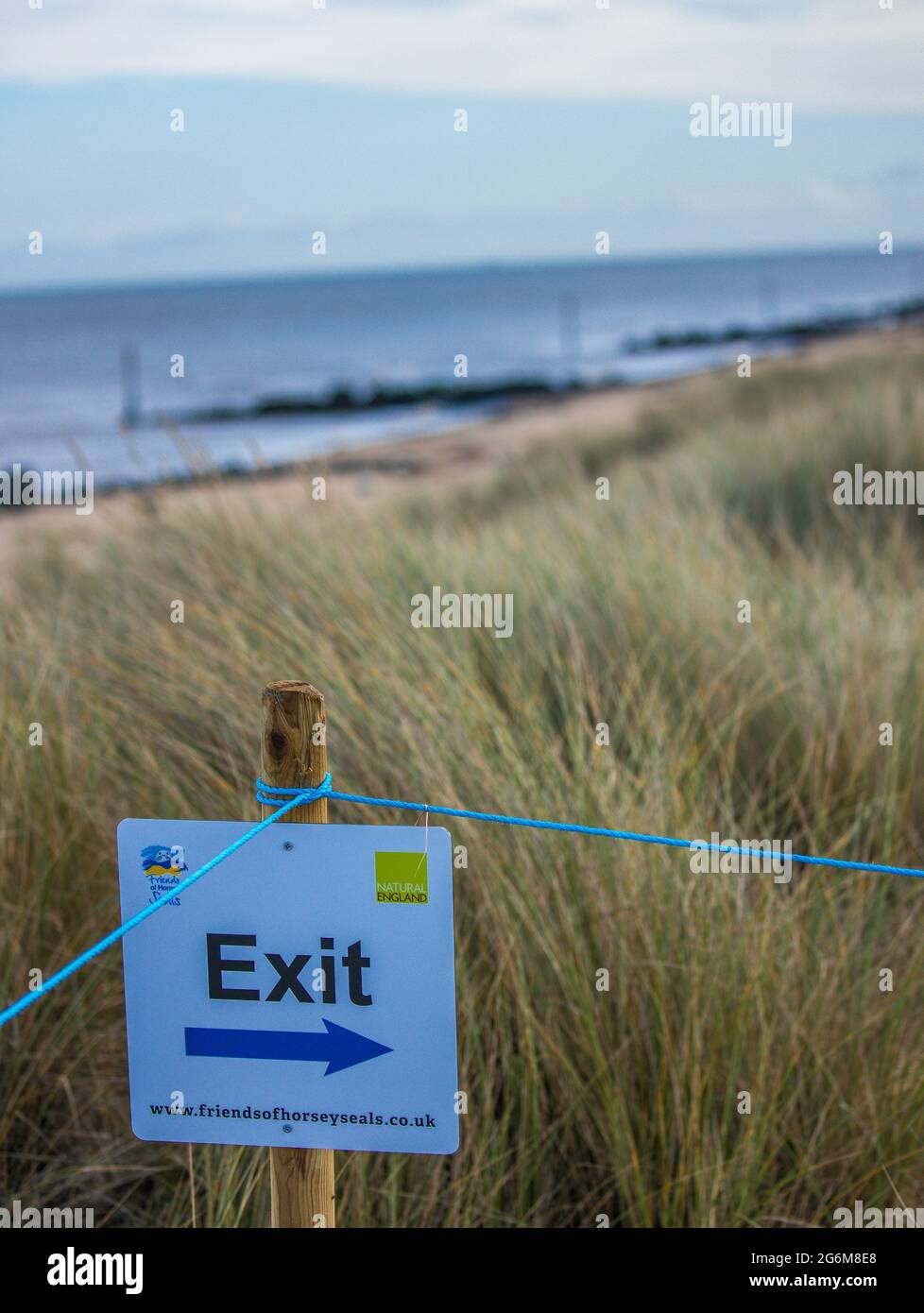 Exit sign by The Friends of Horsey Seals an organisation run by ...