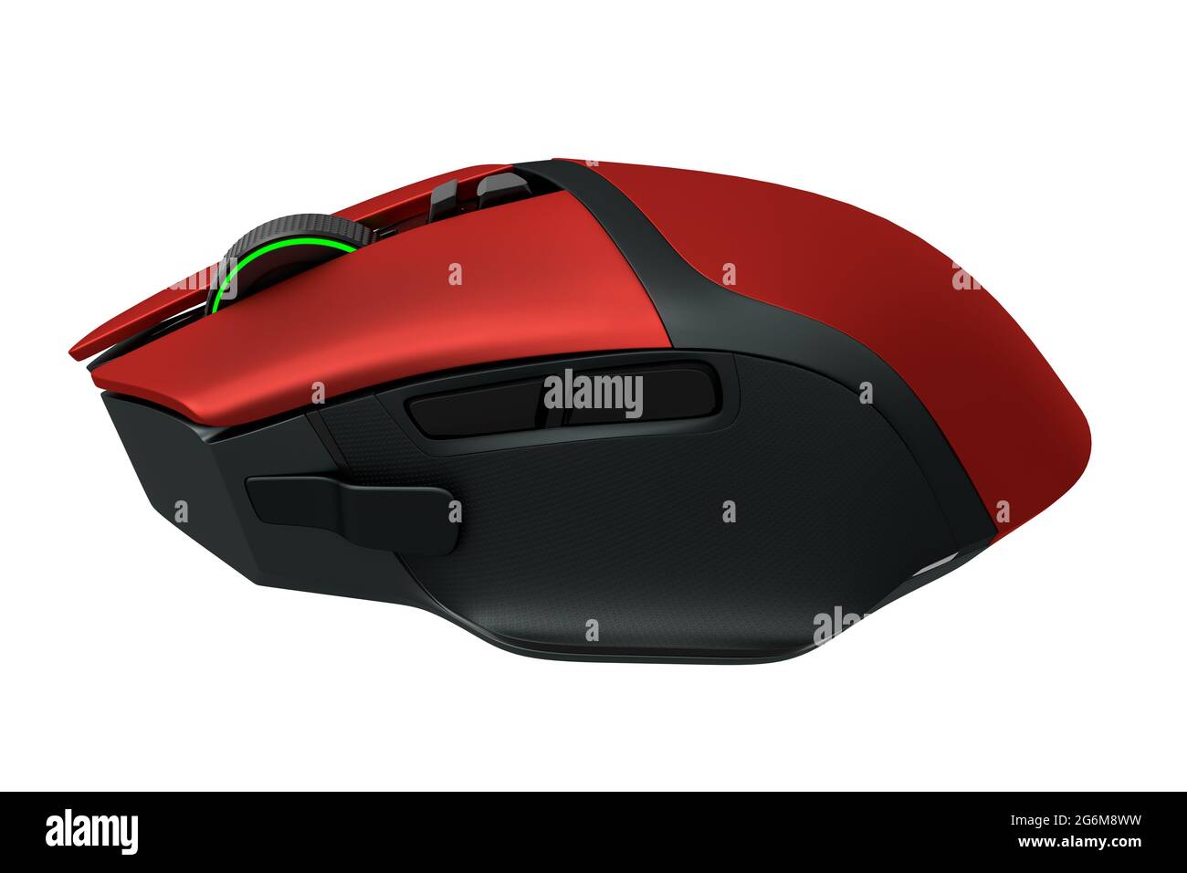 Modern wireless gaming computer mouse on professional pad isolated on ...