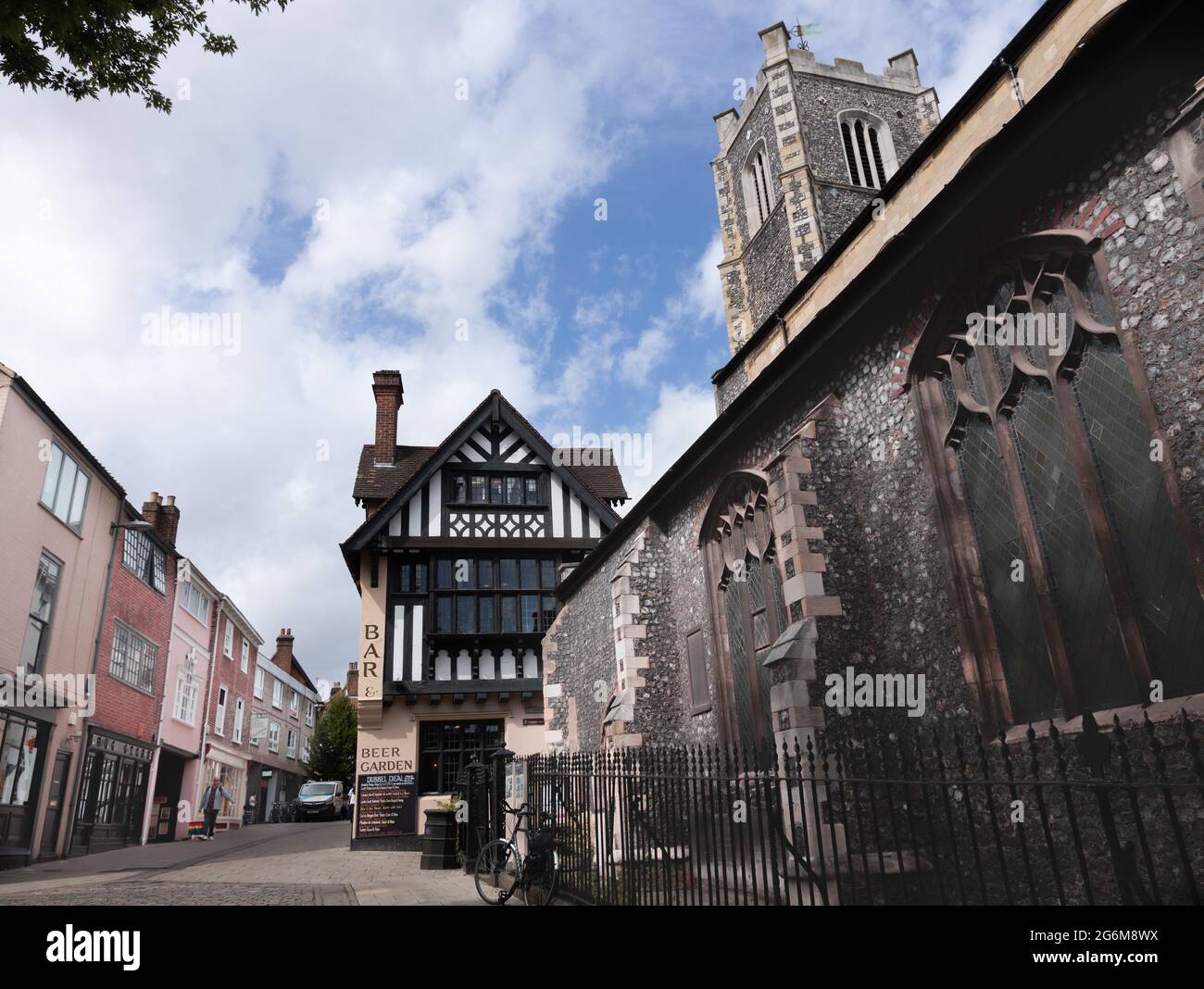 Street view of Saint John The Baptist Church and Belgian Monk in ...