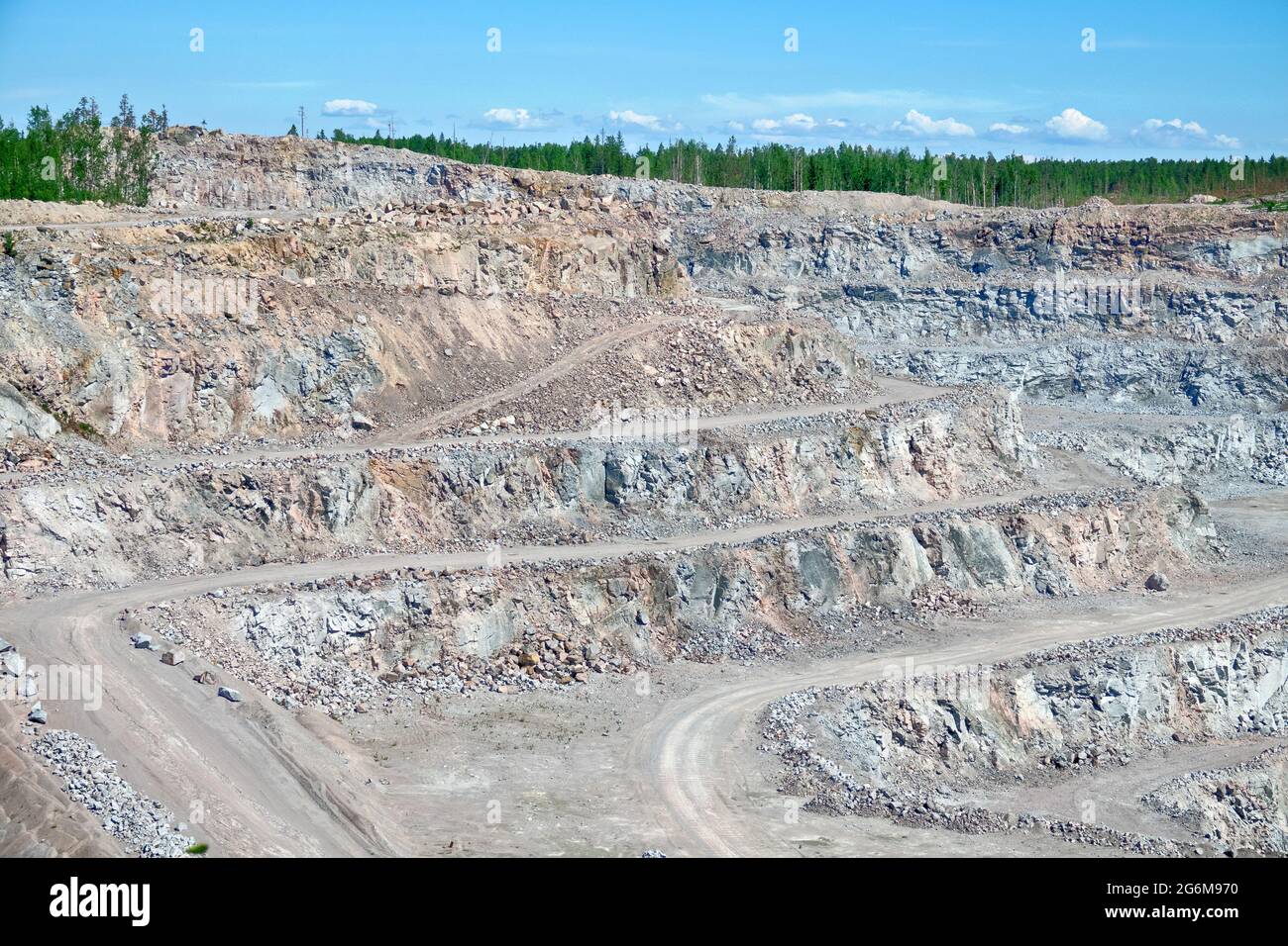 Surface mining operations, open pit with gravel digging. Area where the ...