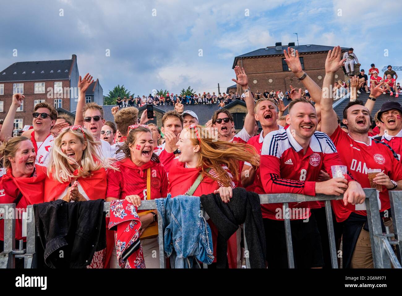 Copenhagen, Denmark. 03rd July, 2021. Danish football fans dressed in ...