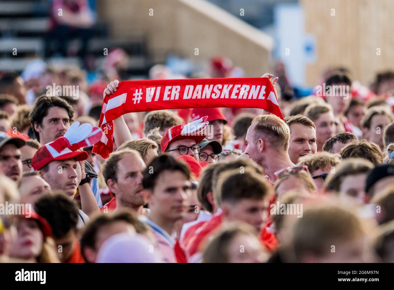 Copenhagen, Denmark. 03rd July, 2021. Danish football fans dressed in ...