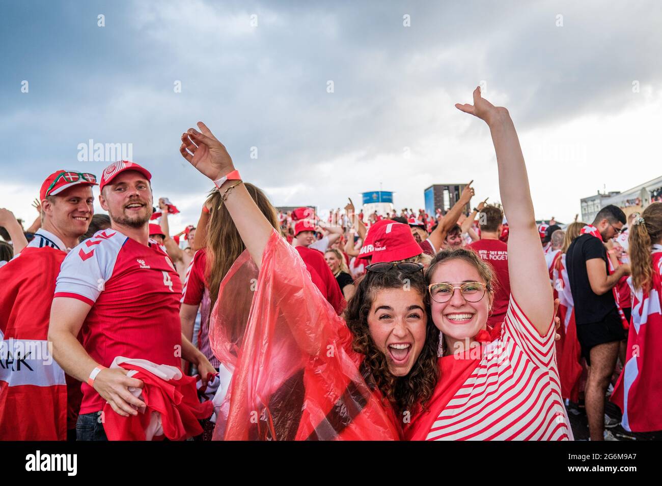 Copenhagen, Denmark. 03rd July, 2021. Danish football fans dressed in ...