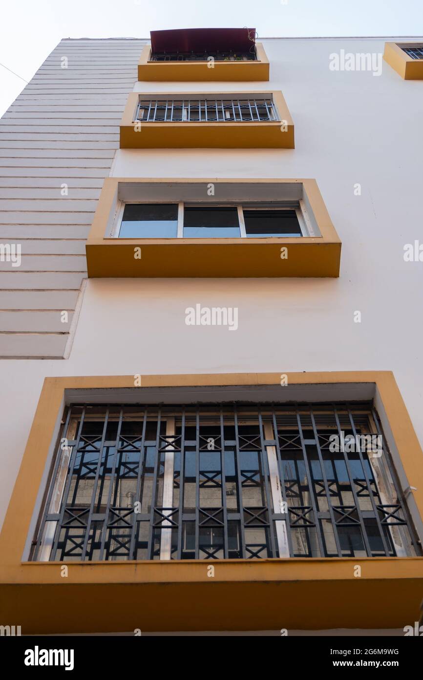 Modern architecture of a building at Kolkata. series of windows from ...