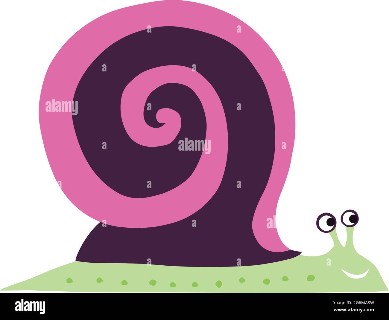 Vector illustration of a colorful snail in a friendly retro 2d style ...