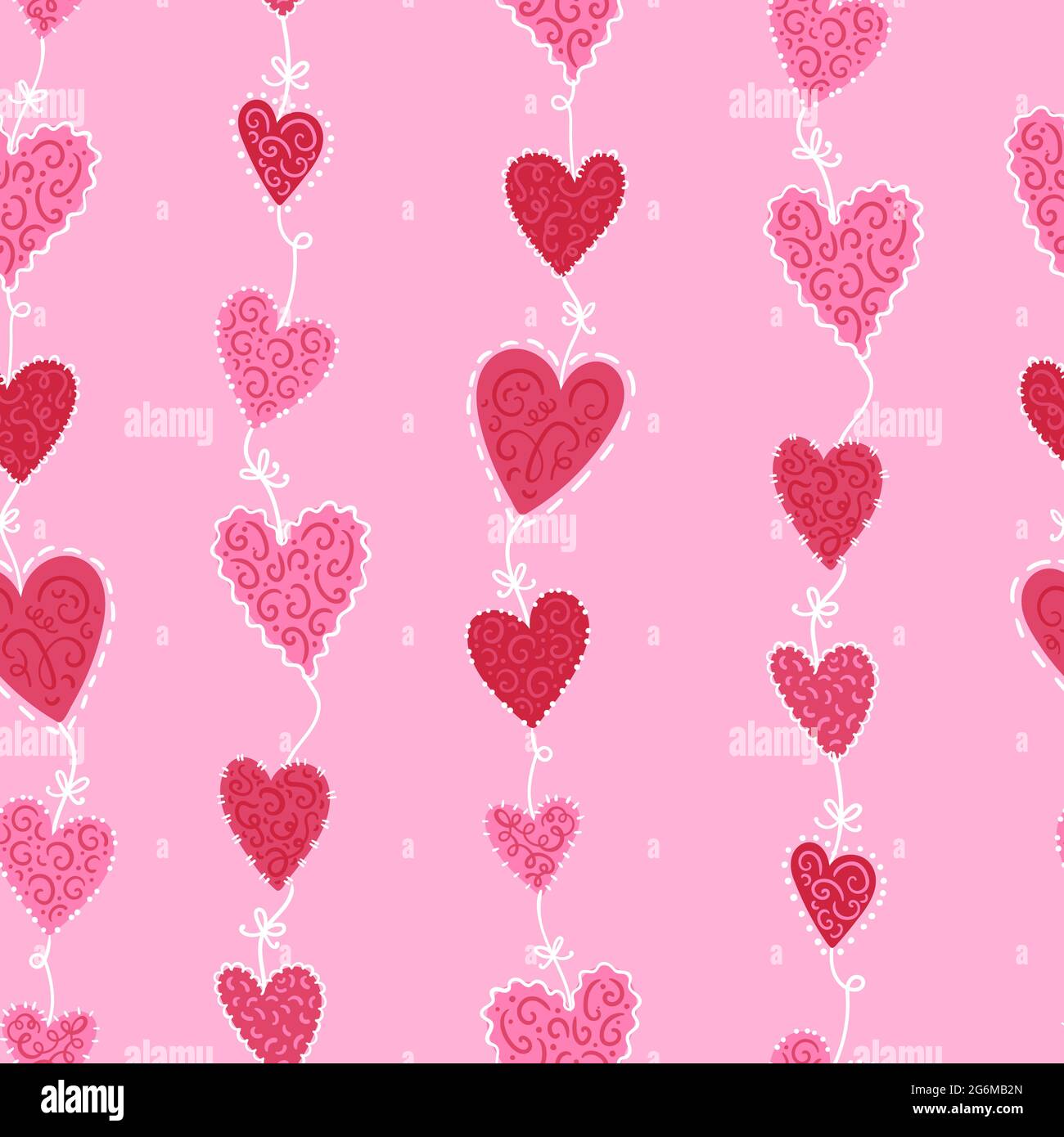 Cute hand drawn hearts seamless pattern, lovely doodle background ...