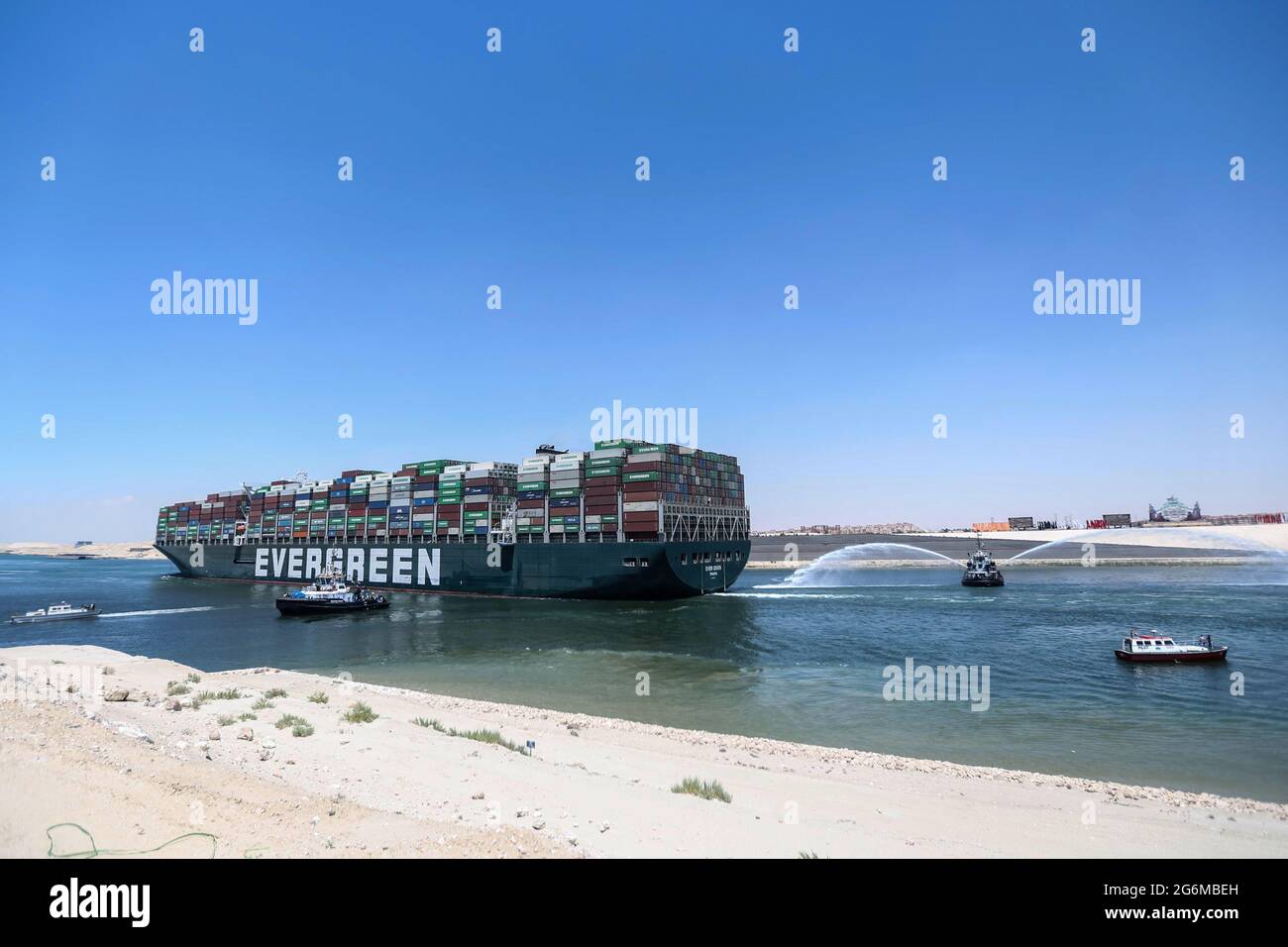 Ismailia, Egypt. 07th July, 2021. The Panama-flagged 'Ever Given ...