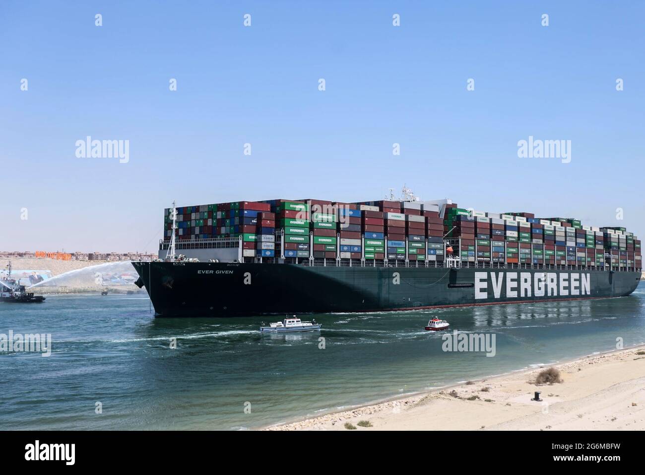 Ismailia, Egypt. 07th July, 2021. The Panama-flagged 'Ever Given ...