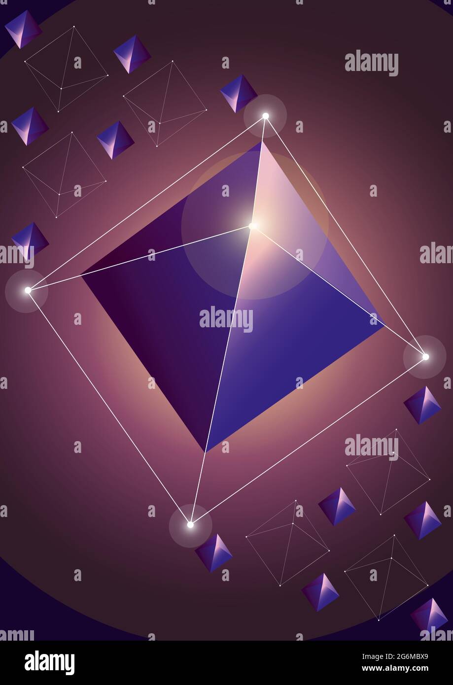 Vector illustration of trendy cosmic crystal geometric shapes pyramid ...