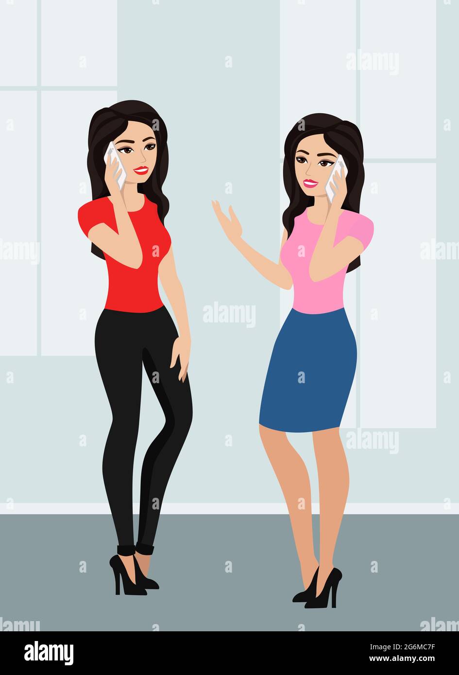 Two Cartoon Girls Talking