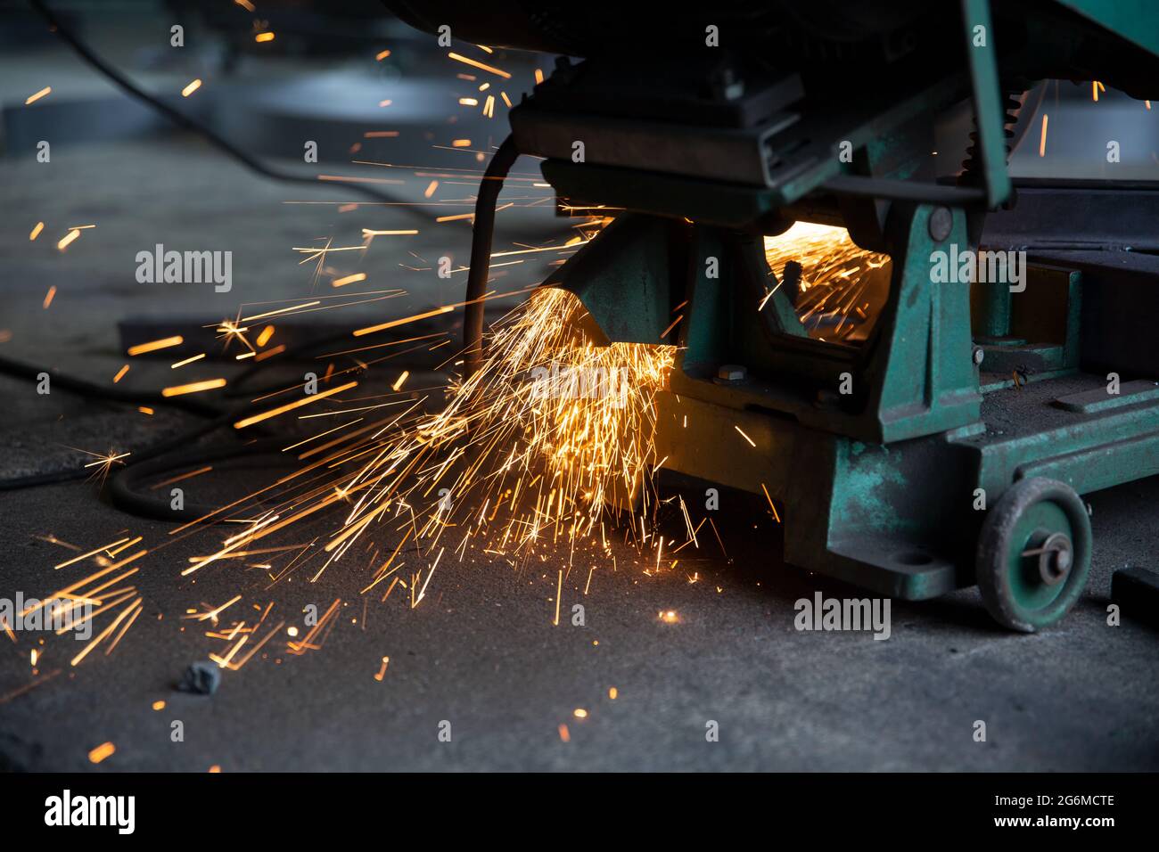Welder used grinding stone on steel in factory with sparks, Welding ...